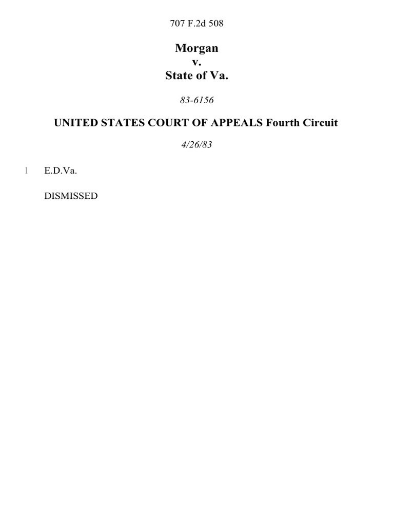 Morgan v. State of Va, 707 F.2d 508, 4th Cir. (1983) | PDF