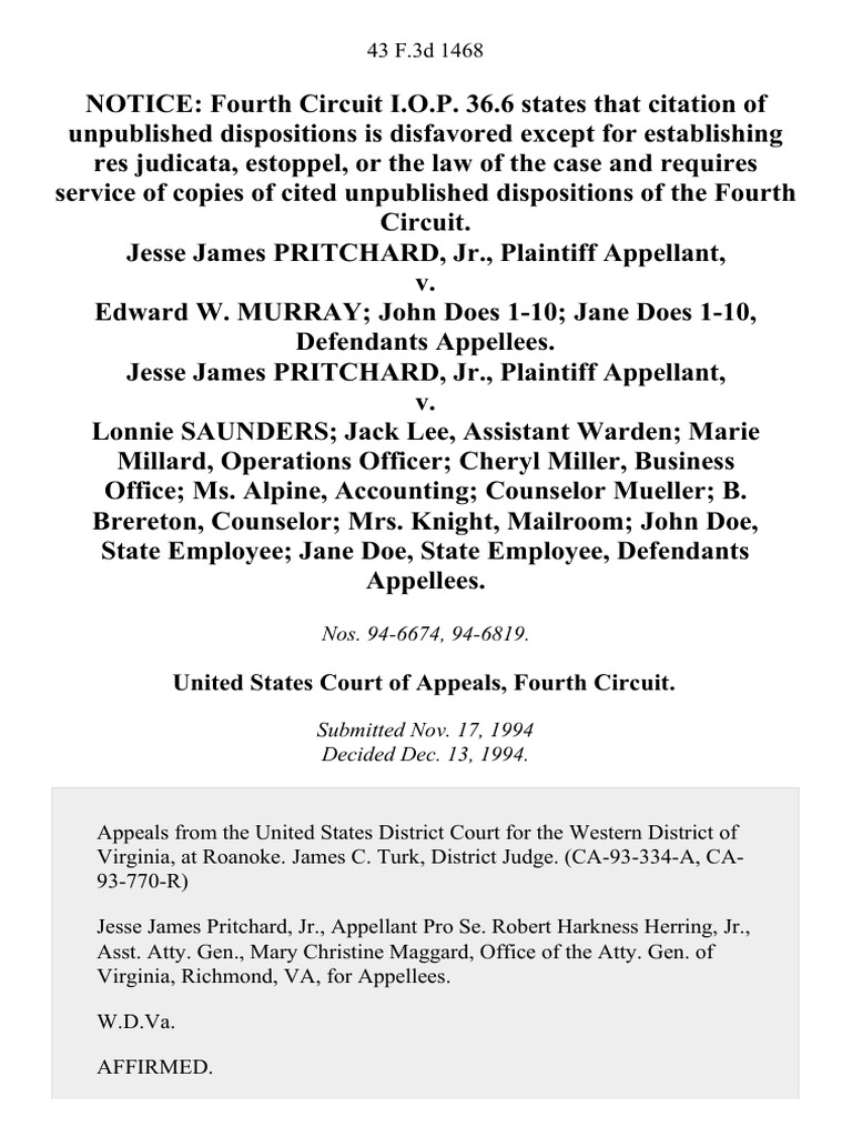United States Court of Appeals, Fourth Circuit | PDF | Law