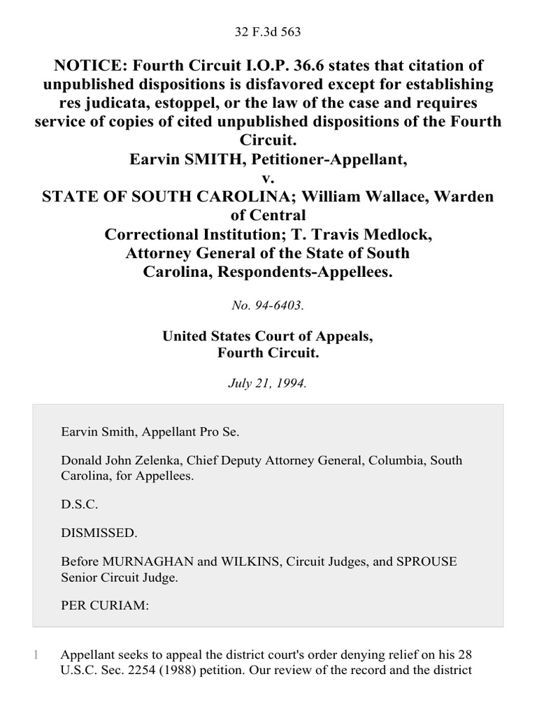 Fourth Circuit Dismisses Appeal | PDF | Social Science