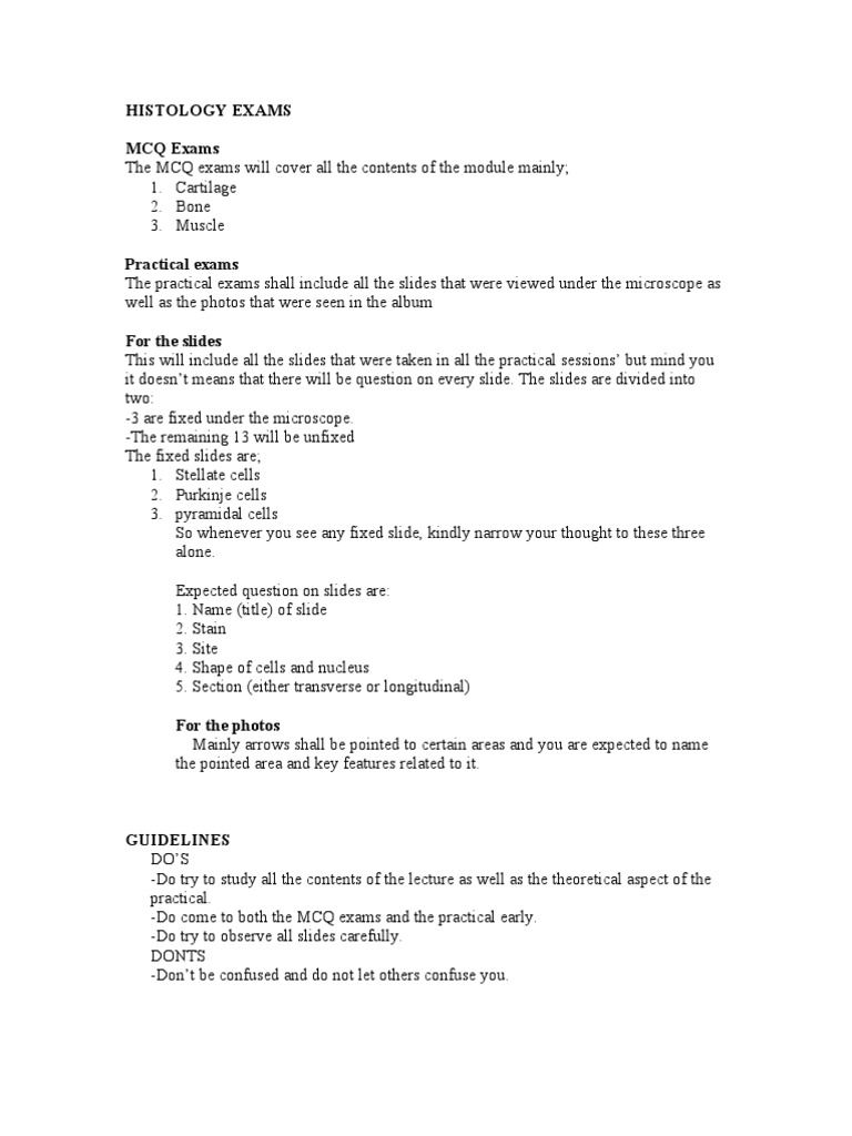 Histology Exams | PDF