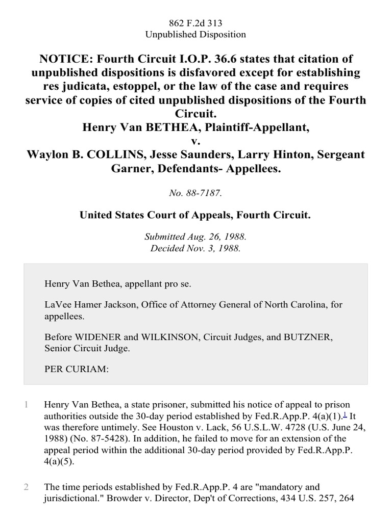 Henry Van Bethea v. Waylon B. Collins, Jesse Saunders, Larry Hinton ...