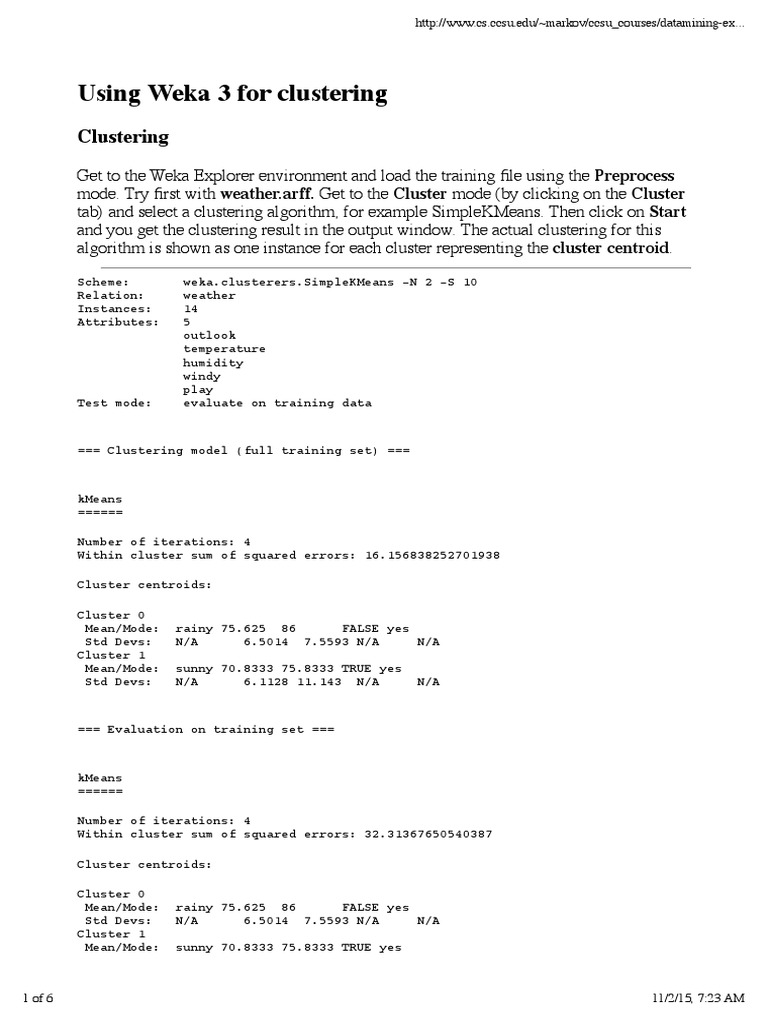 K Means EM Cobweb WEKA PDF | PDF | Cluster Analysis | Test Set K Means EM Cobweb WEKA PDF | PDF | Cluster Analysis | Test Set