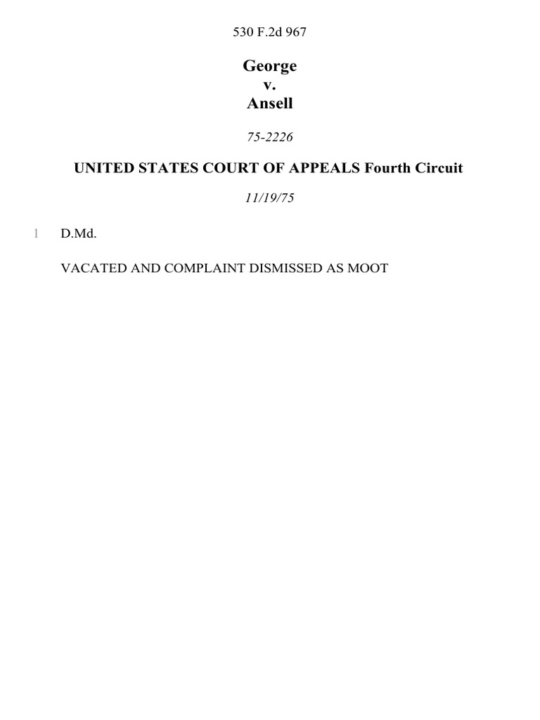 George v. Ansell, 530 F.2d 967, 4th Cir. (1975) | PDF