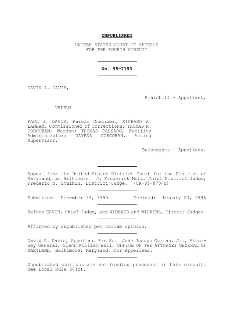 Davis v. Davis, 4th Cir. (1996) | PDF