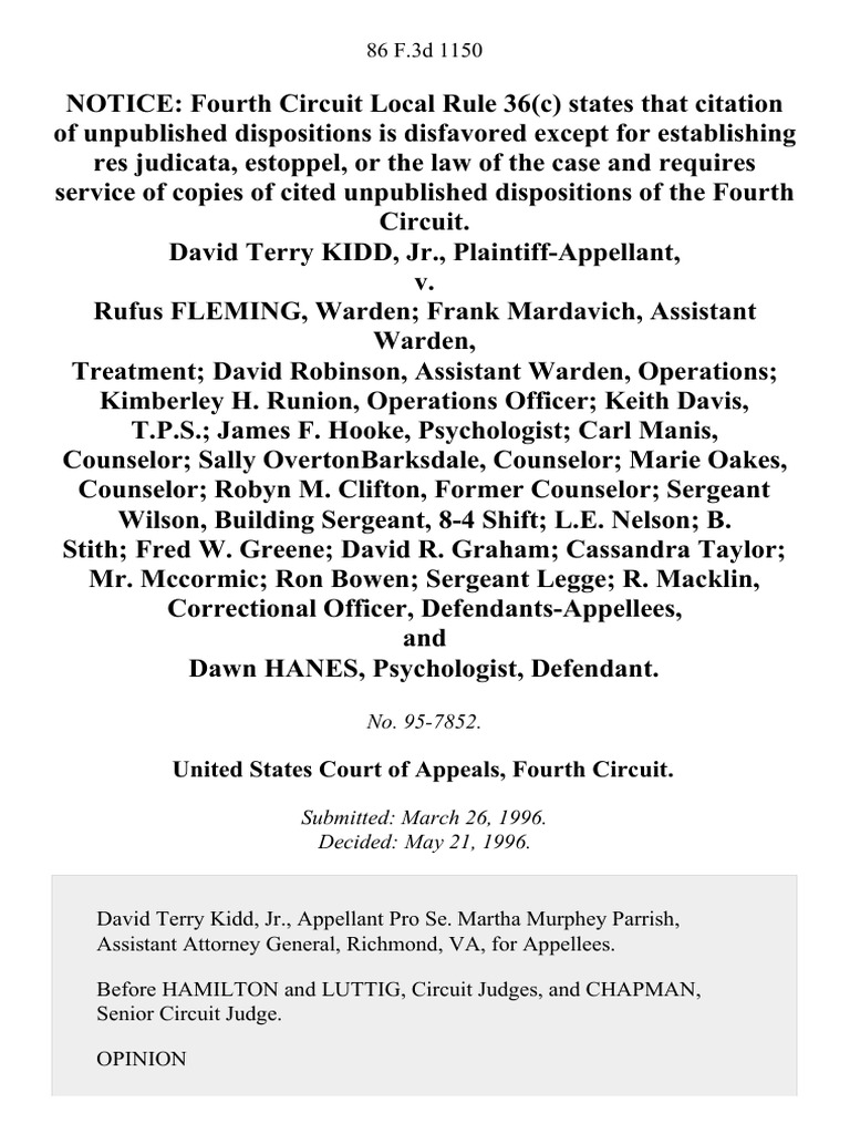 United States Court of Appeals, Fourth Circuit | PDF | Politics | Law