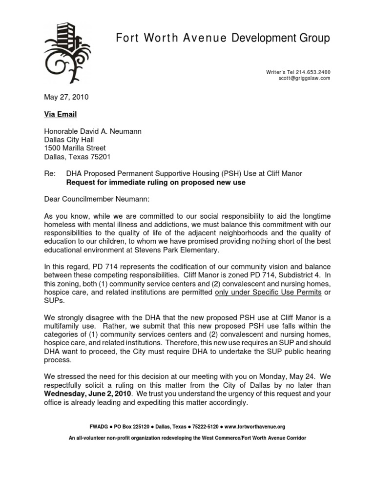 Letter To Council Member Neumann Re Zoning | PDF