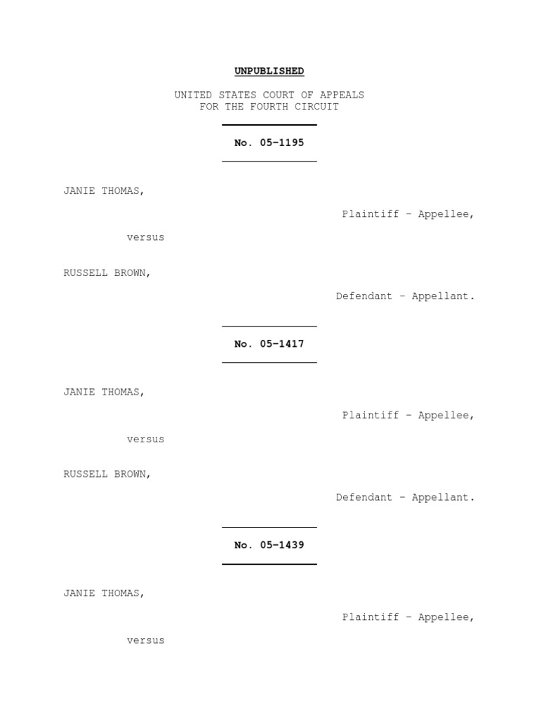 Thomas v. Brown, 4th Cir. (2005) | PDF