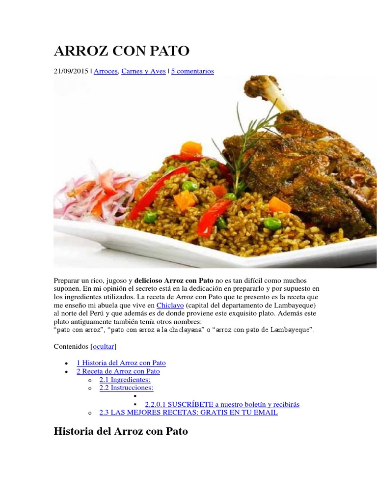 Arroz Con Pato Cilantro Arroz