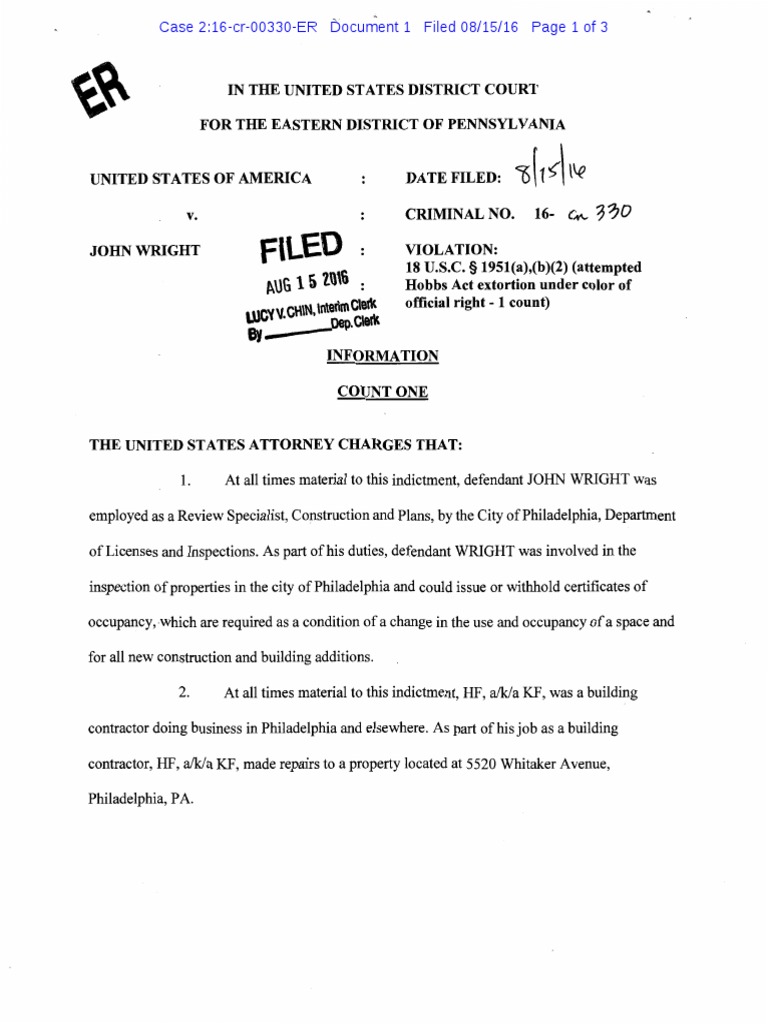 John Wright's Charging Documents | Download Free PDF | United States ...