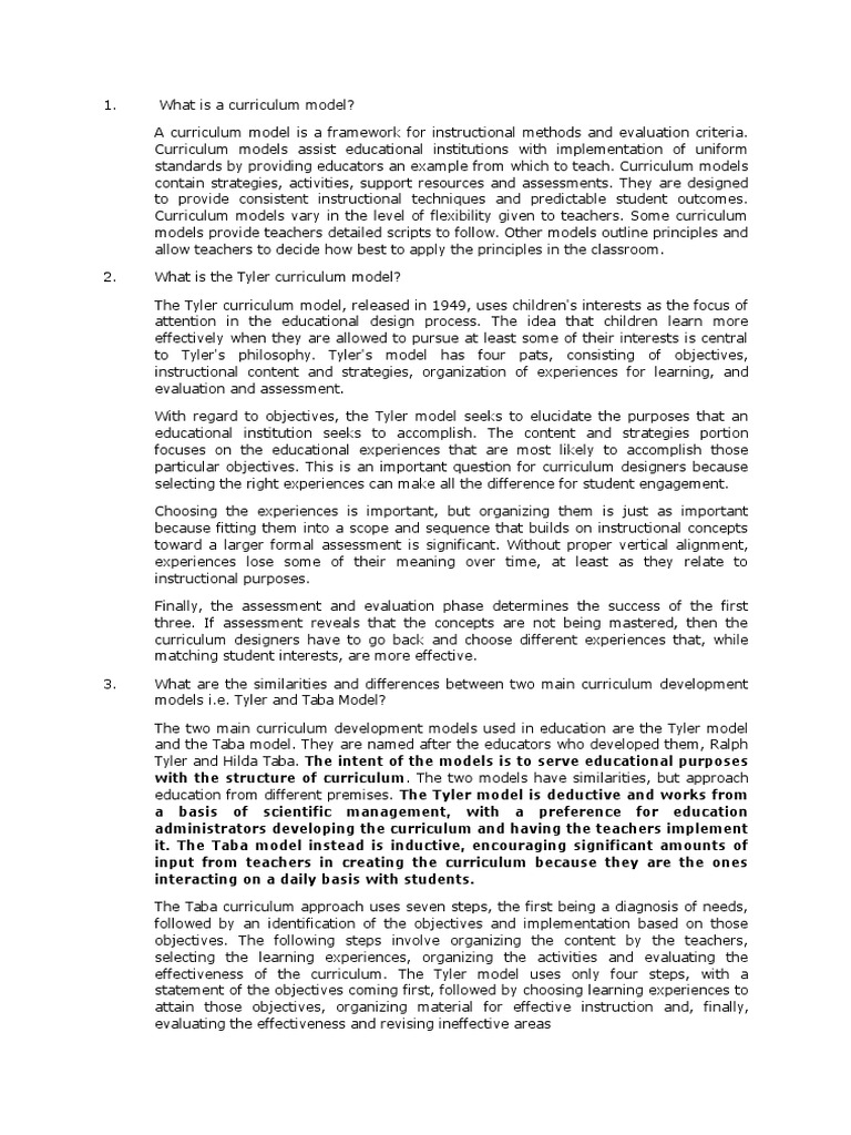 Tyler & Taba | PDF | Curriculum | Educational Assessment