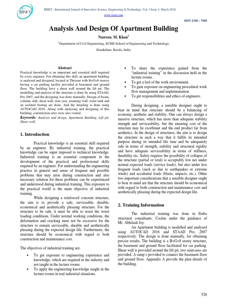 Analysis and Design of Apartment Building PDF | PDF | Beam (Structure ...