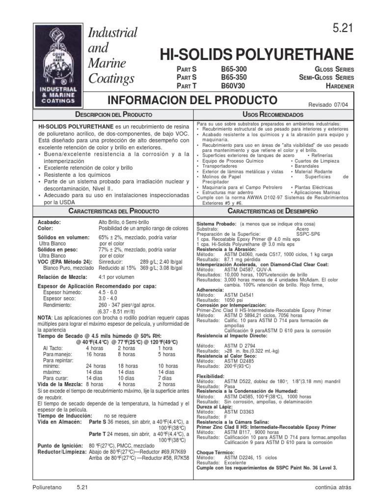 Hi Solids Polyurethane | PDF | Aluminio | Acero