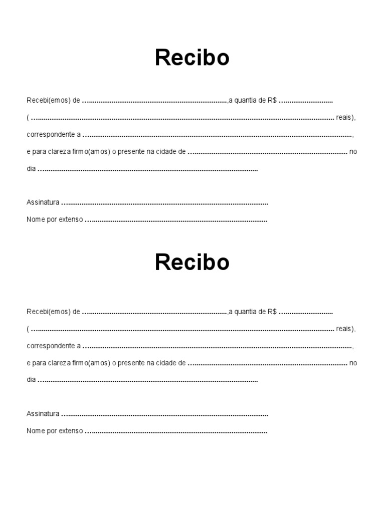 Modelo de Recibo Simples para Impressão | PDF