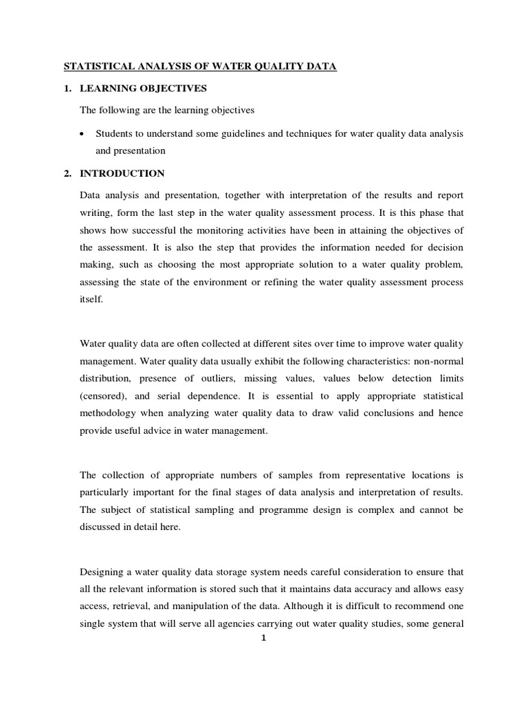 Statistical Analysis of Water Quality Data | PDF | Water Quality ...