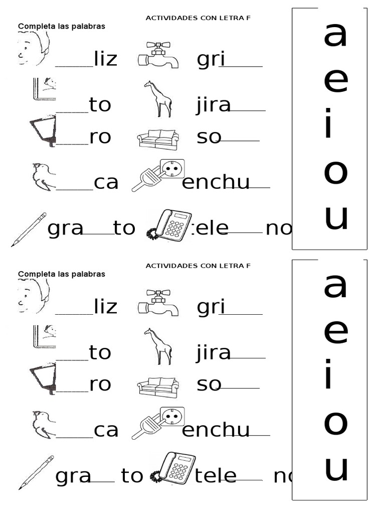Actividades Con Letra F | PDF