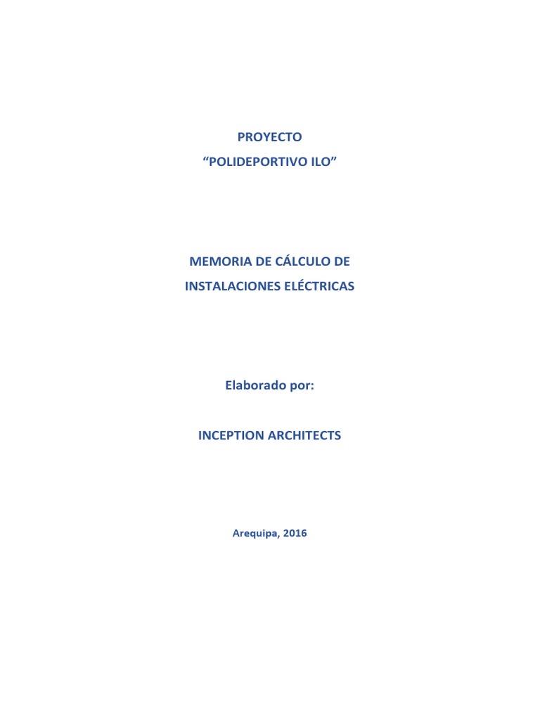 Memoria de Calculo Instalaciones Electricas | PDF | Corriente eléctrica | Energia electrica