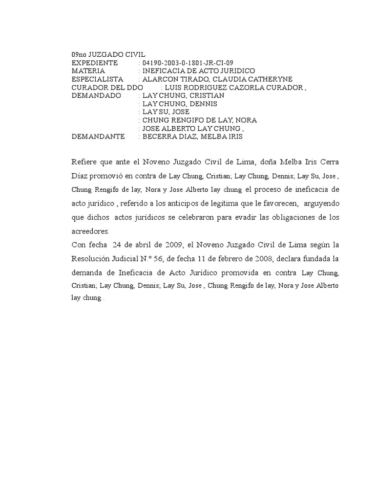 Ineficacia Del Acto Juridico | PDF