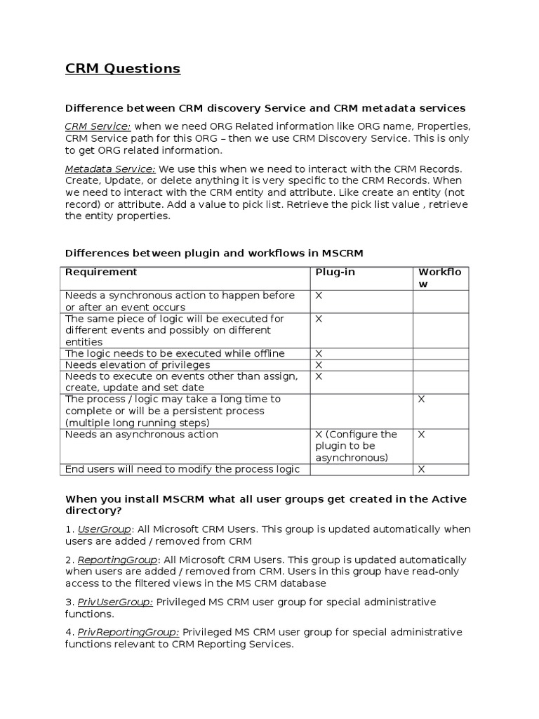 CRM Interview Questions | PDF | Plug In (Computing) | Online And Offline