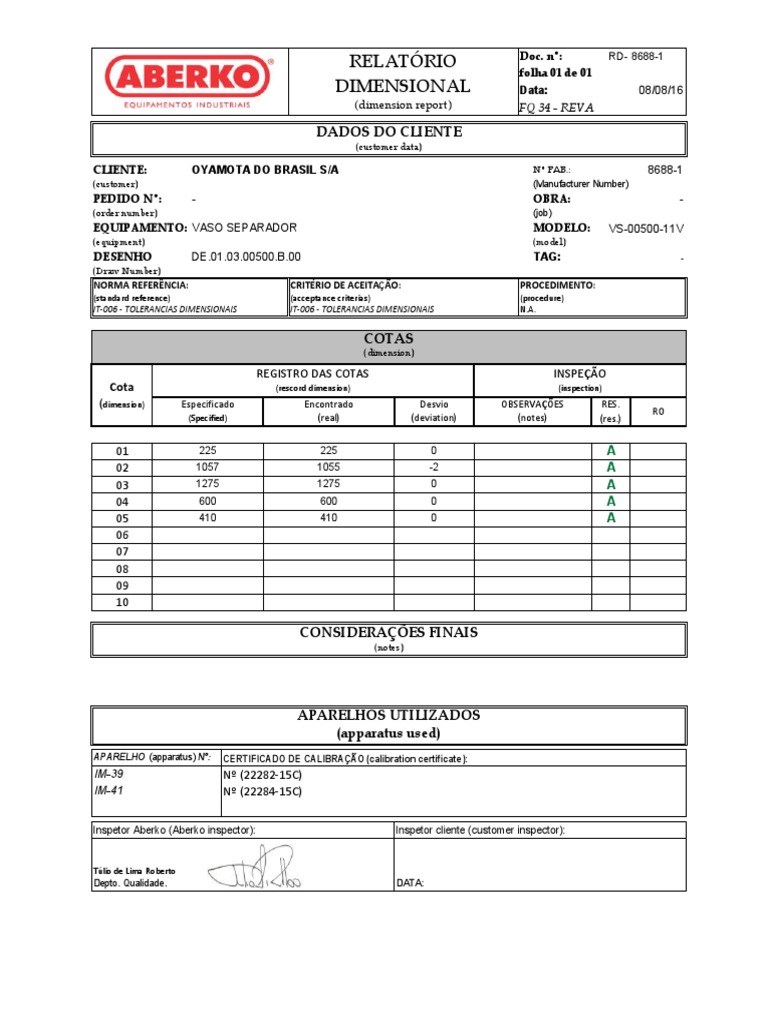 3.5 - Relatório Dimensional | PDF
