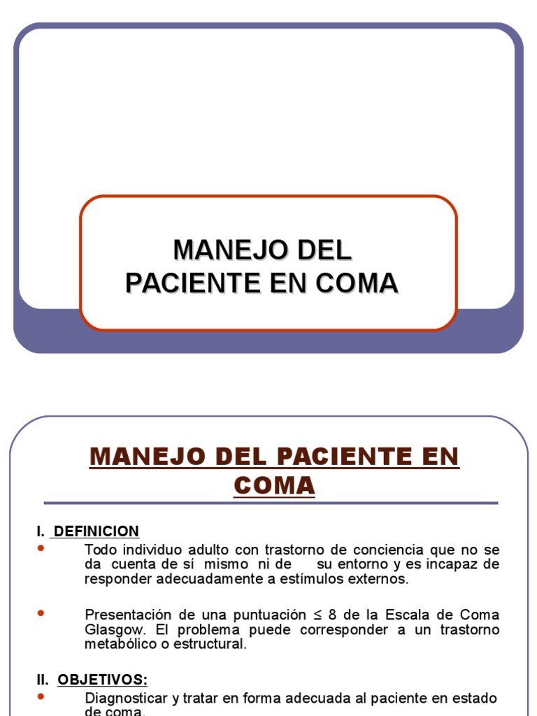 Manejo Del Paciente en Coma Diapositivas | PDF