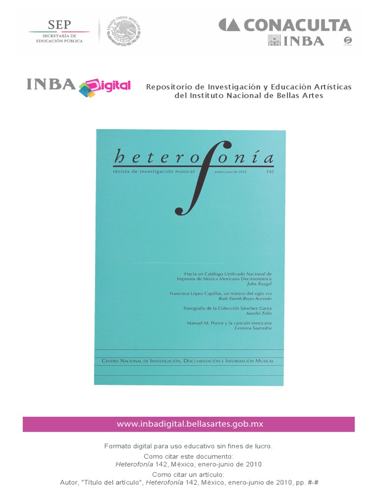 Heterofonía 142 Enero-Junio de 2010 | PDF | Partituras | Richard Wagner