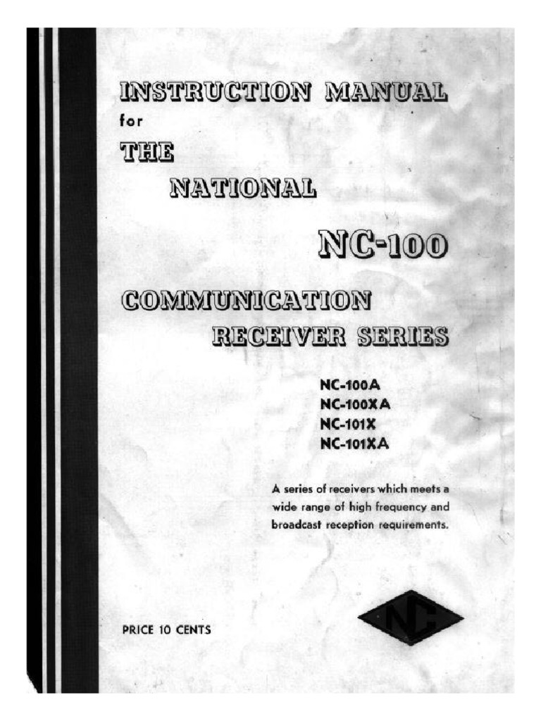 NATIONAL NC-100 Communication Receiver Series - Instructions (1940) WW ...