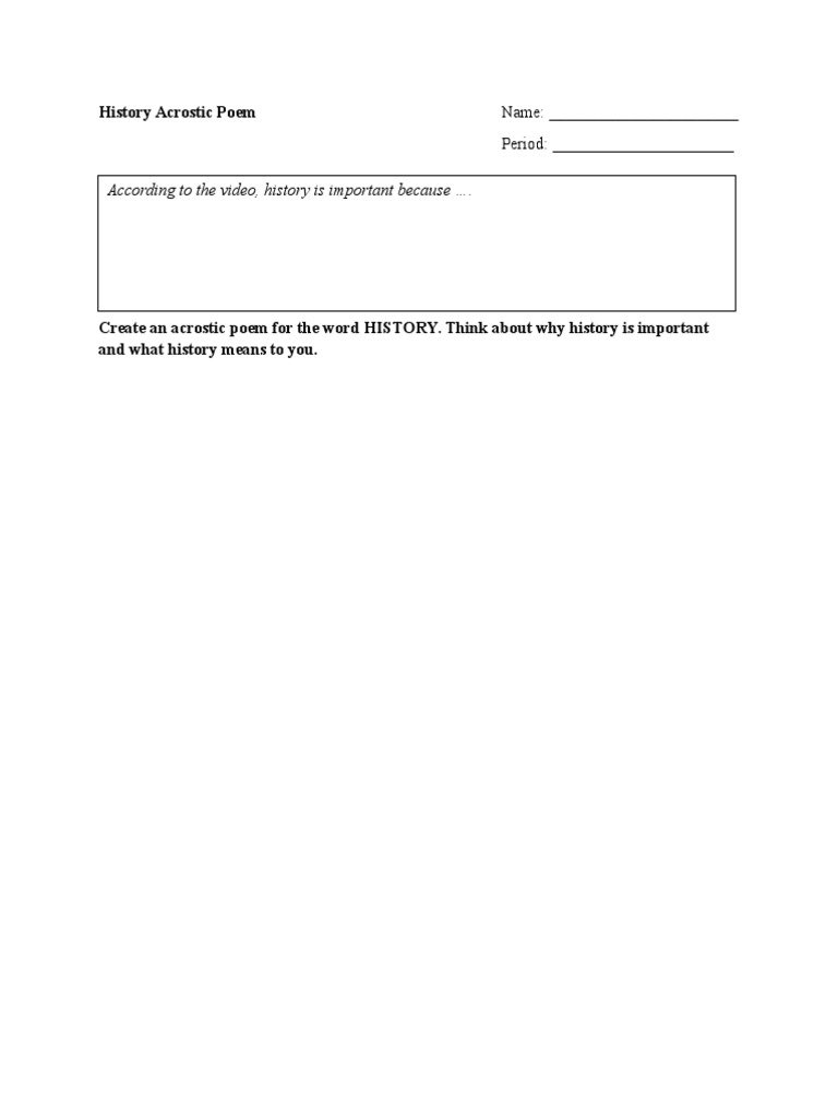 History Acrostic Poem | PDF