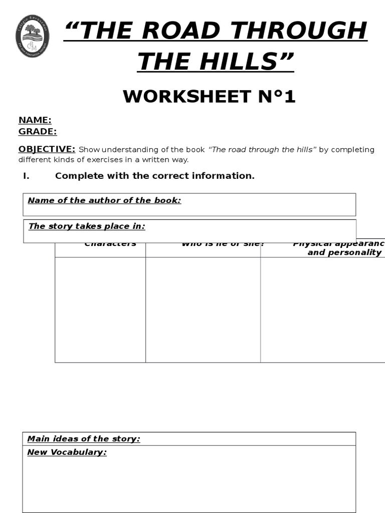 "The Road Through the Hills Worksheet" | PDF | Travel | Language Arts ...