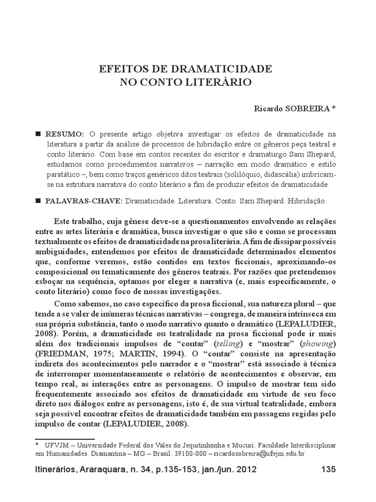 Efeitos de Dramaticidade No Conto Moderno | PDF | Contos | Narração