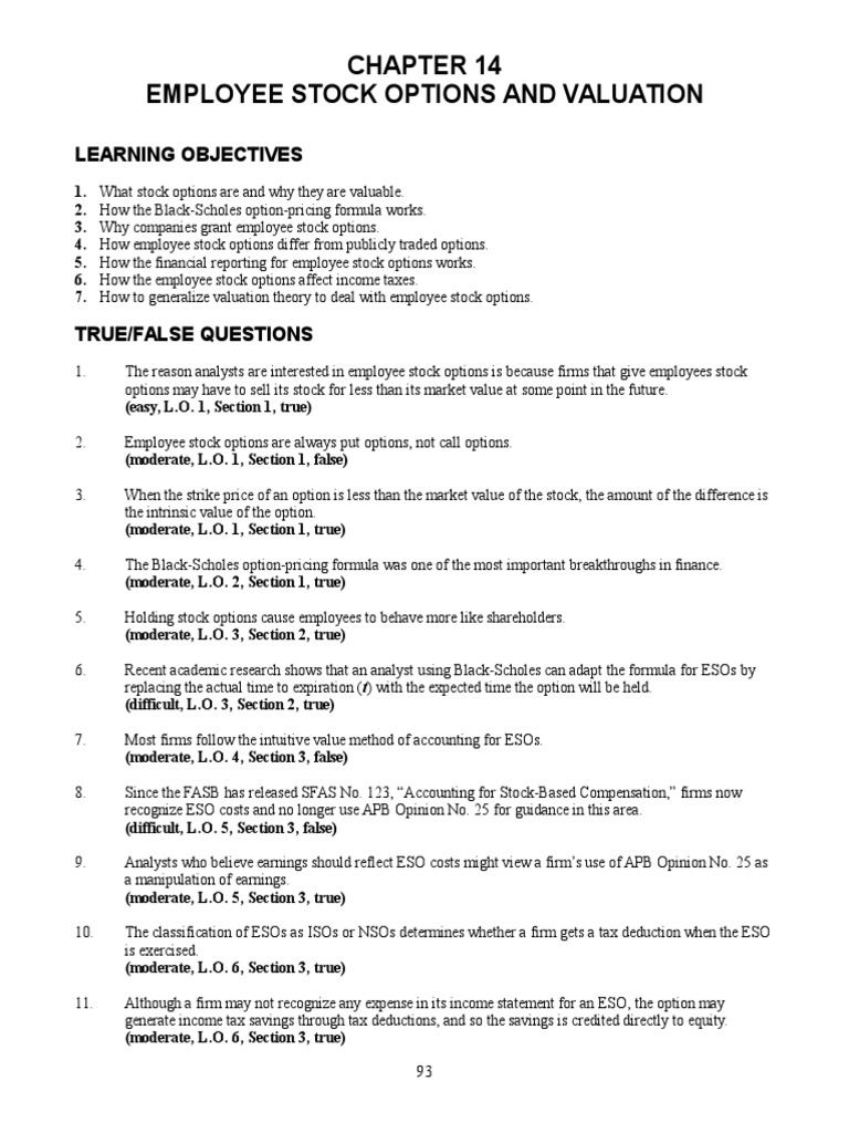 Sd14 Employee Stock Options and Valuation | PDF | Employee Stock Option ...