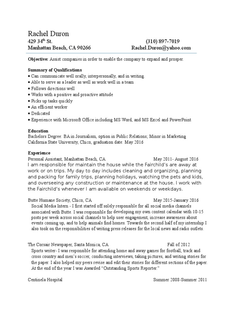 Resume Duron Rachel | PDF