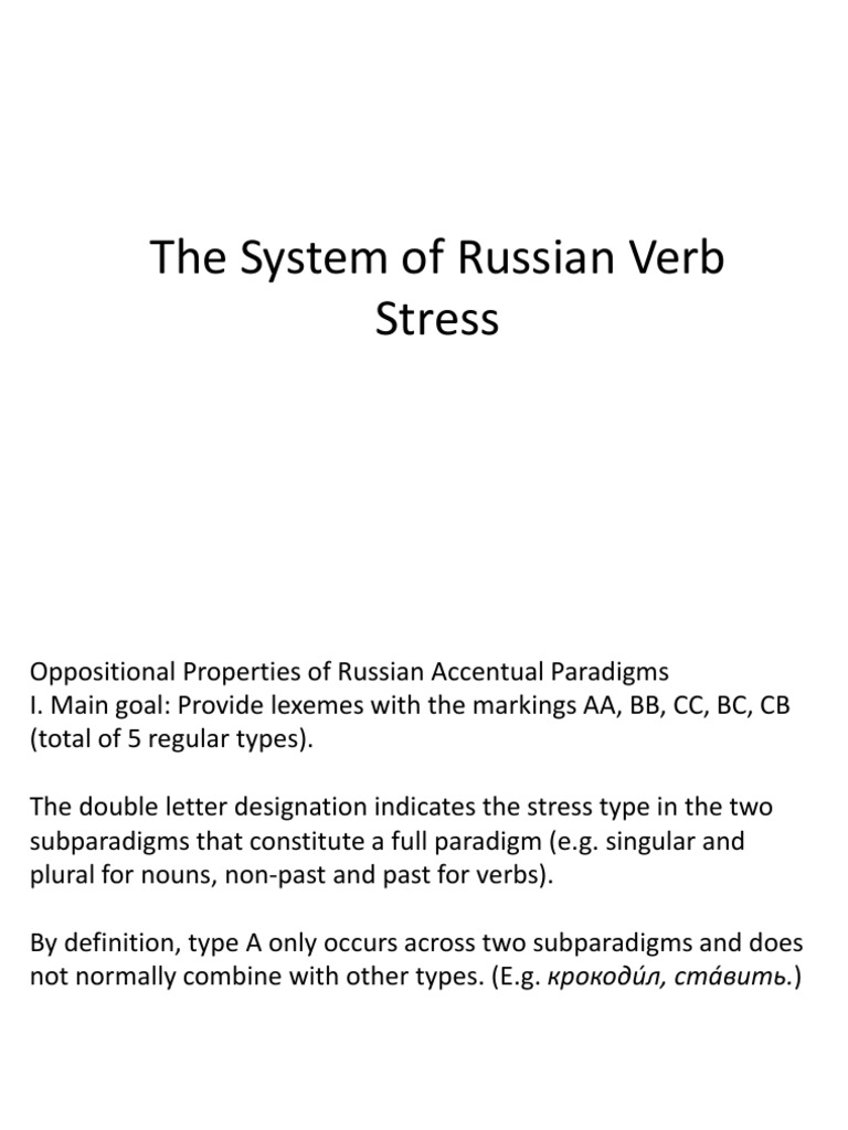 The System of Russian Verb Stress - (Latest Version) | PDF | Stress ...