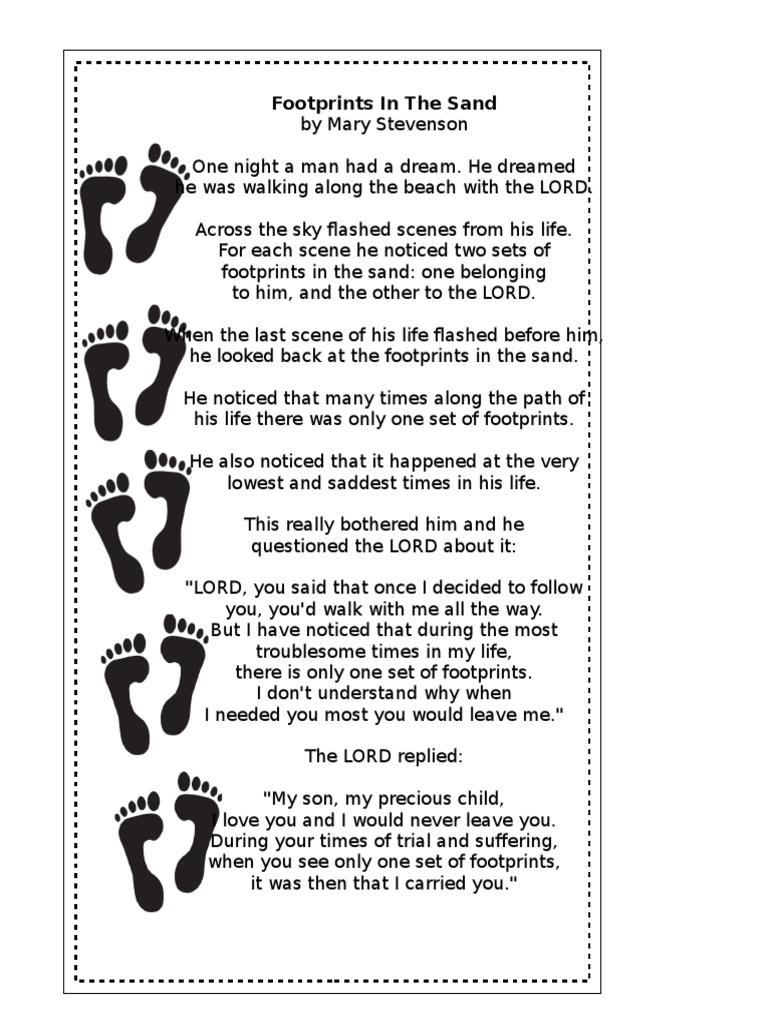 Footprints In The Sand Poem Printable