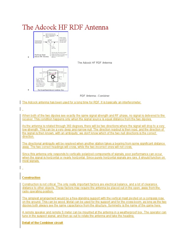 The Adcock HF RDF Antenna | PDF | Antenna (Radio) | Telecommunications Engineering