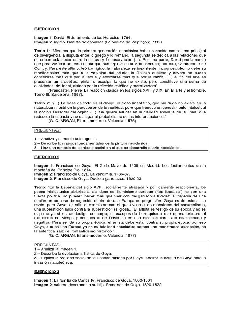 Ejercicios Tema 10 | PDF | Francisco Goya | España