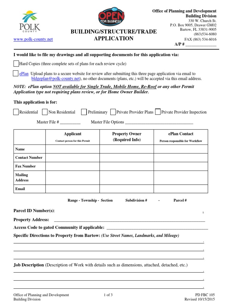 Polk County Building Permit Application Guide | PDF | General Contractor | Electrical Wiring