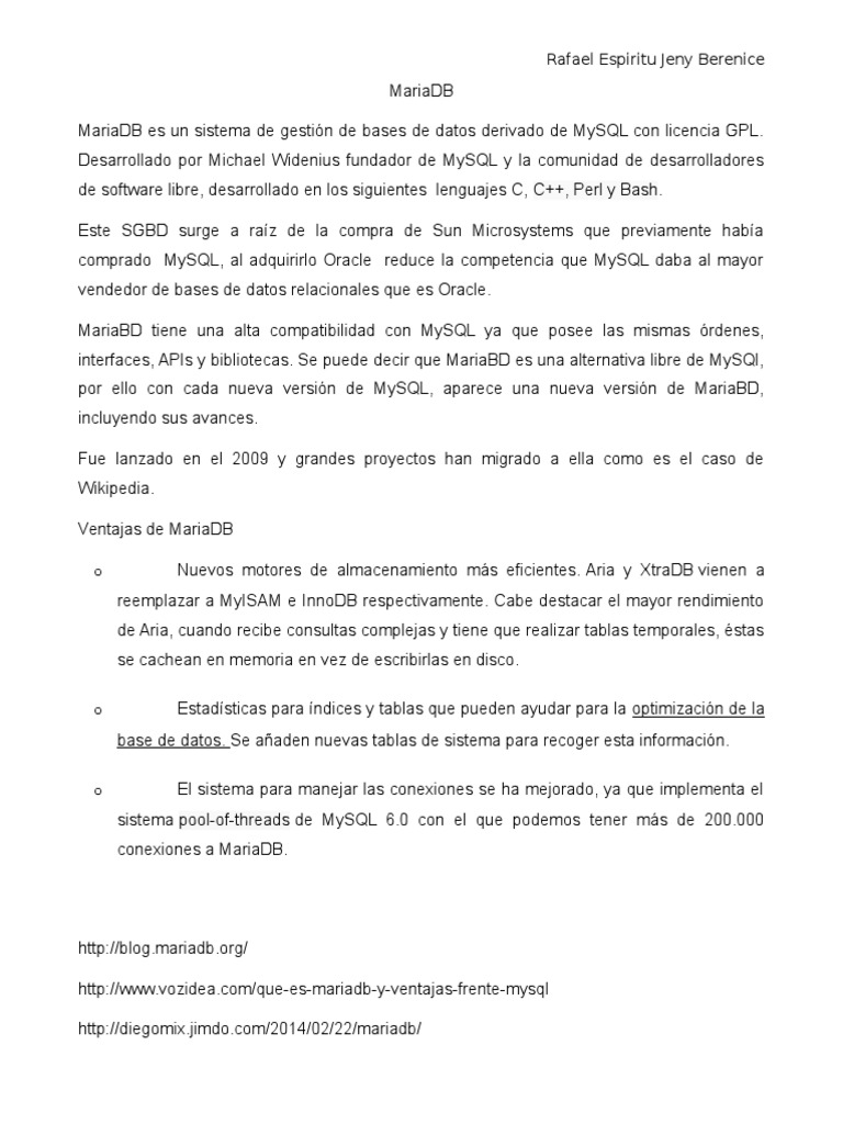 MariaDB SGBD libre compatible MySQL | PDF | Mi sql | Software
