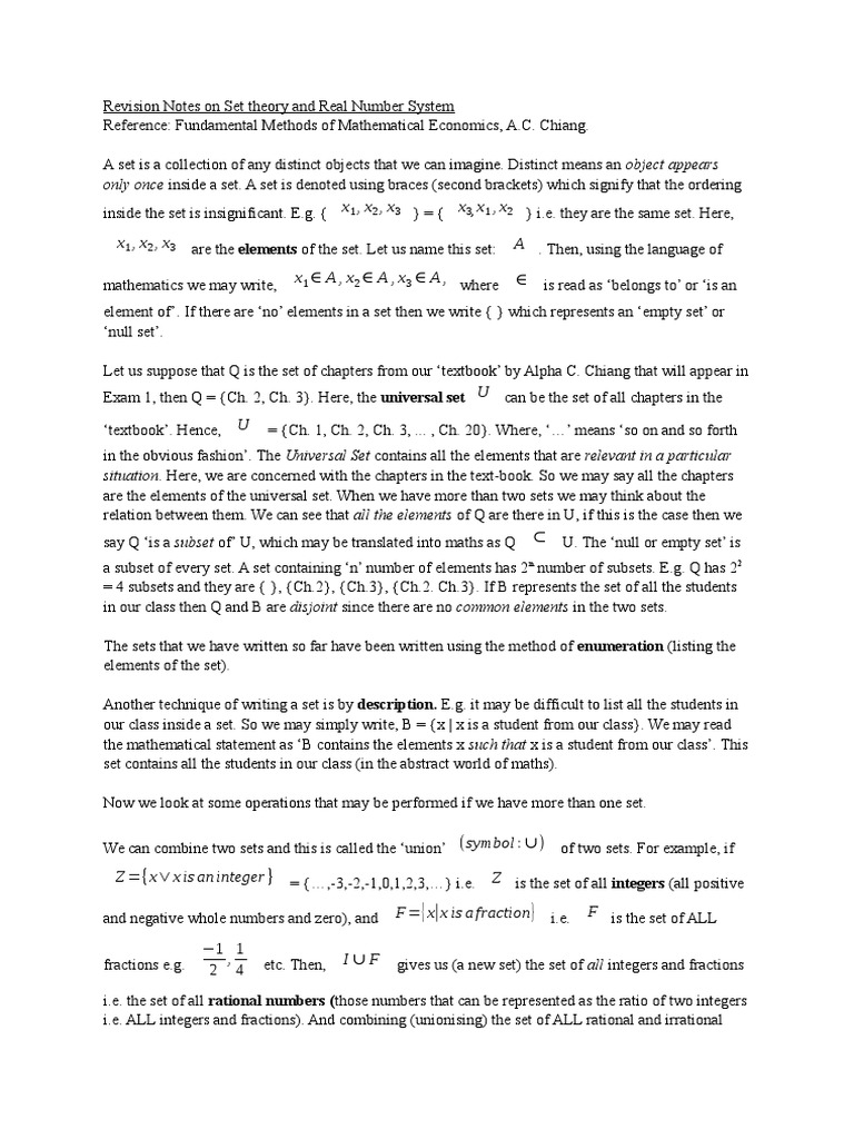 Notes On Set Theory and The Real Number System | PDF | Cartesian ...