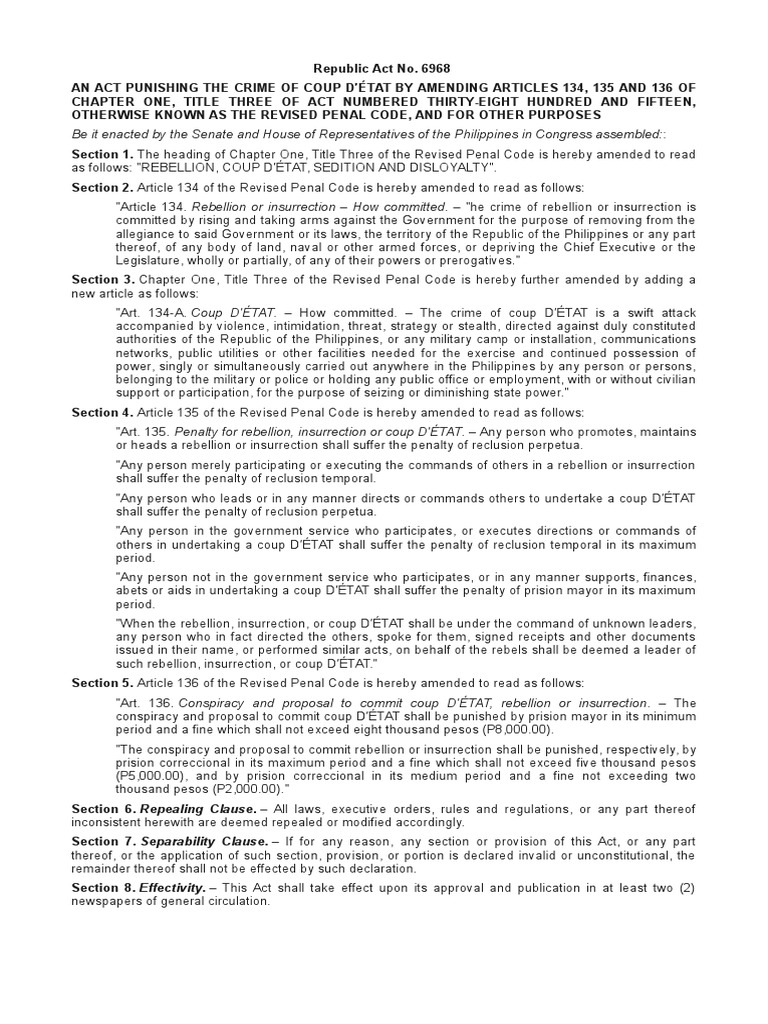 Ra 6968 | Download Free PDF | Rebellions | Crime & Violence