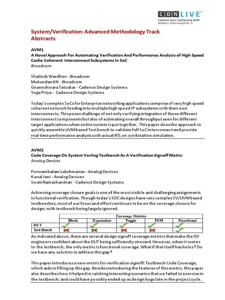 A Collection of Abstracts on Advanced Verification Methodologies | PDF ...