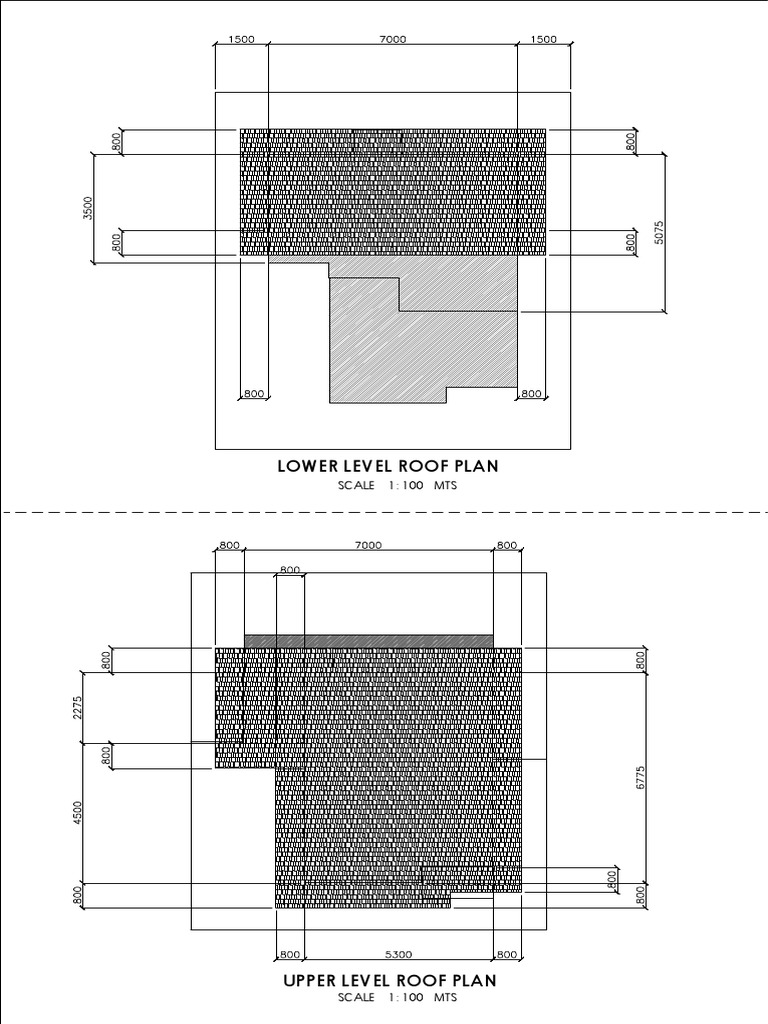 Lower Level Roof Plan: Scale 1: 100 Mts | PDF
