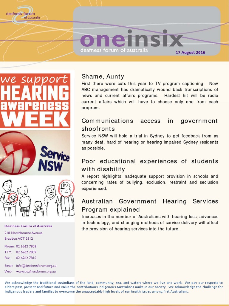 One in Six 17 August 2016 | PDF | Hearing Loss