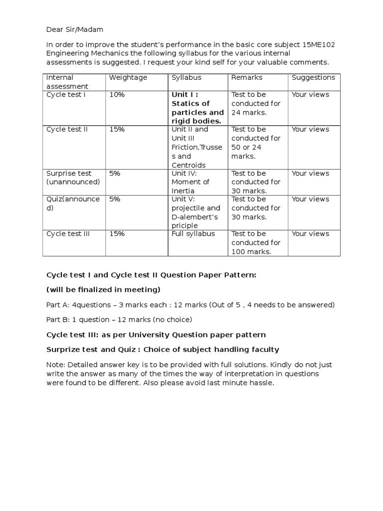 Final Communication To Subject Handling Faculties | PDF