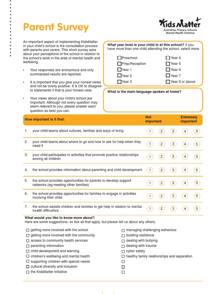 KidsMatter Parent Survey | Parenting | Relationships & Parenting