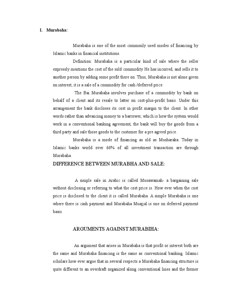 Murabaha | Download Free PDF | Islamic Banking And Finance | Money