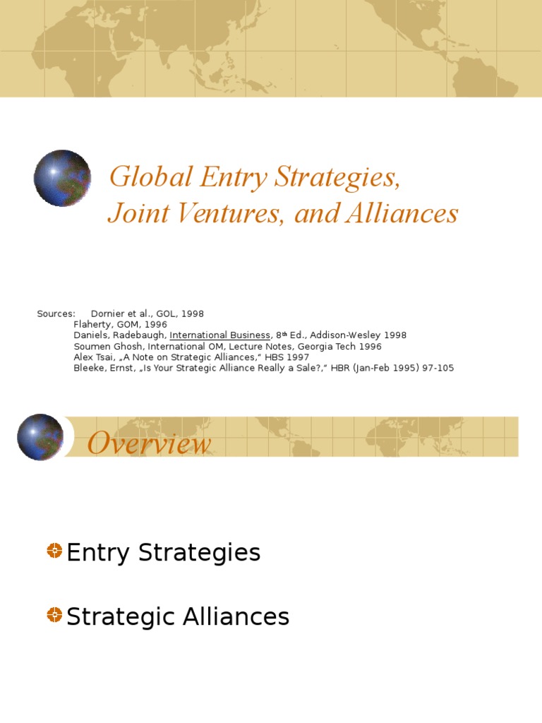 Global Entry Strategies, Joint Ventures, and Alliances | PDF | Joint ...