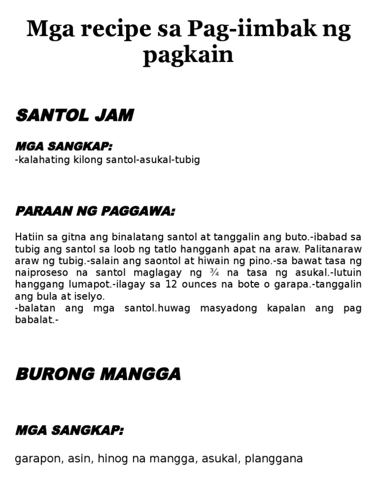 Mga Recipe Sa Pag | PDF