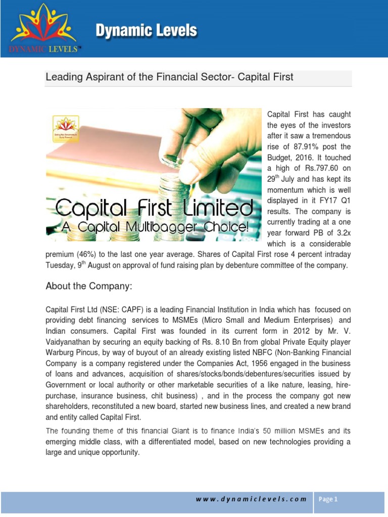 Leading Aspirant of The Financial Sector-Capital First | PDF ...