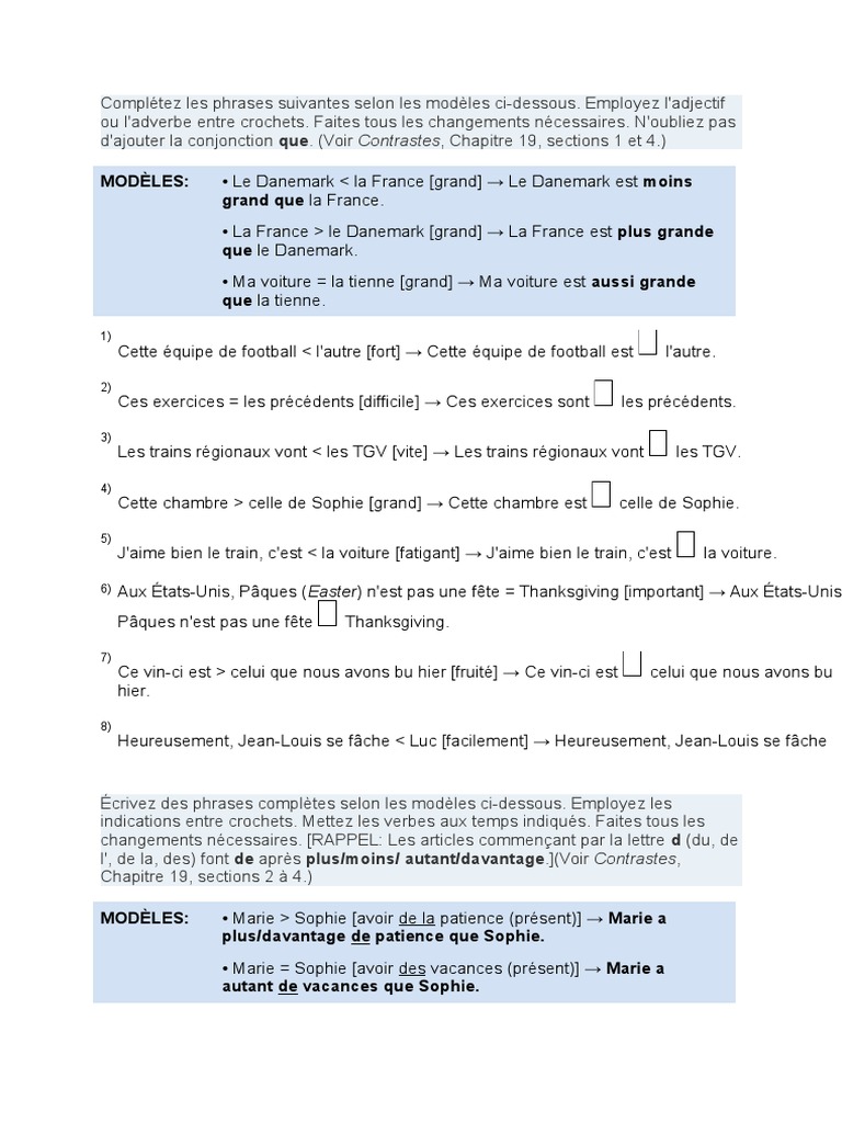 Comparatif Superlatif | PDF