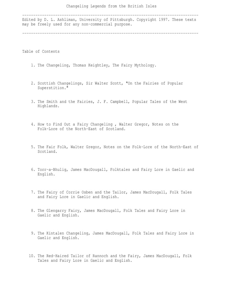 Changeling Legends From The British Isles | PDF | Fairies | Folklore